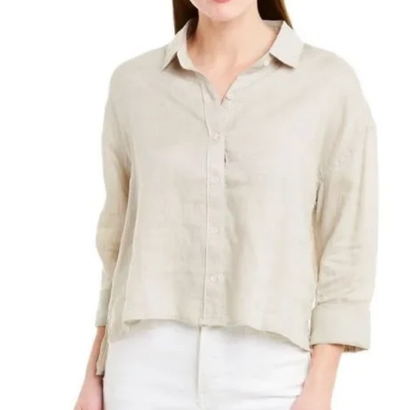 James Perse | Tops | James Perse Womens Canvas Linen Boxy Button Down Shirt Size | Poshmark